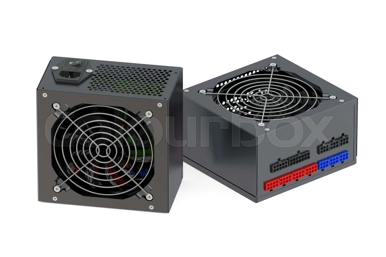 Two black computer Power Supply Units | Stock image | Colourbox