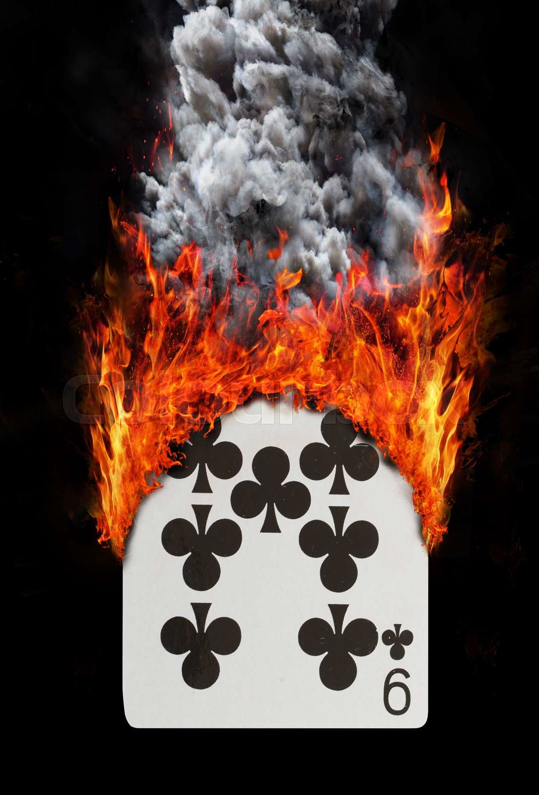 Playing card with fire and smoke | Stock image | Colourbox