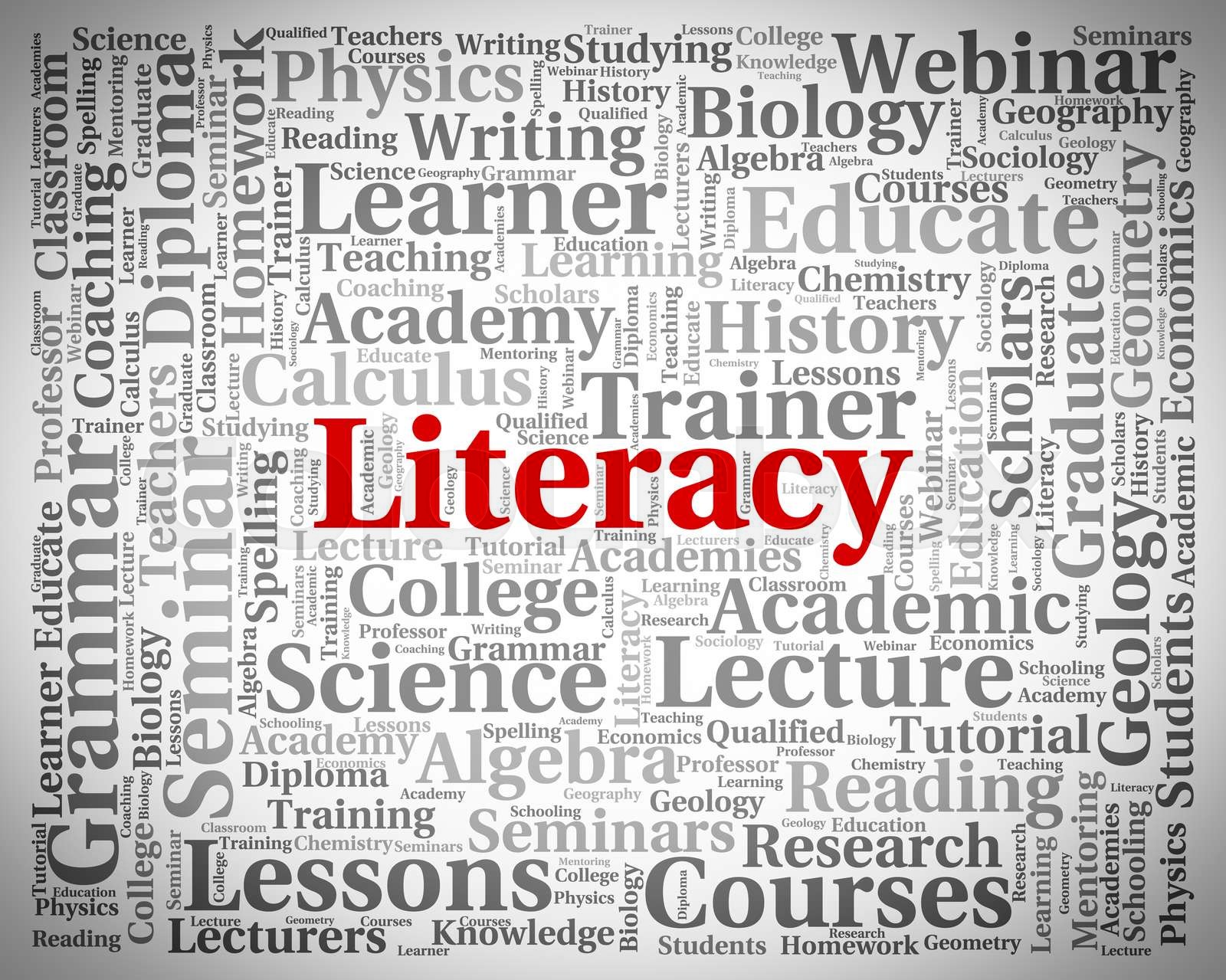 Literacy Word Means Read Proficiency And Ability | Stock image | Colourbox