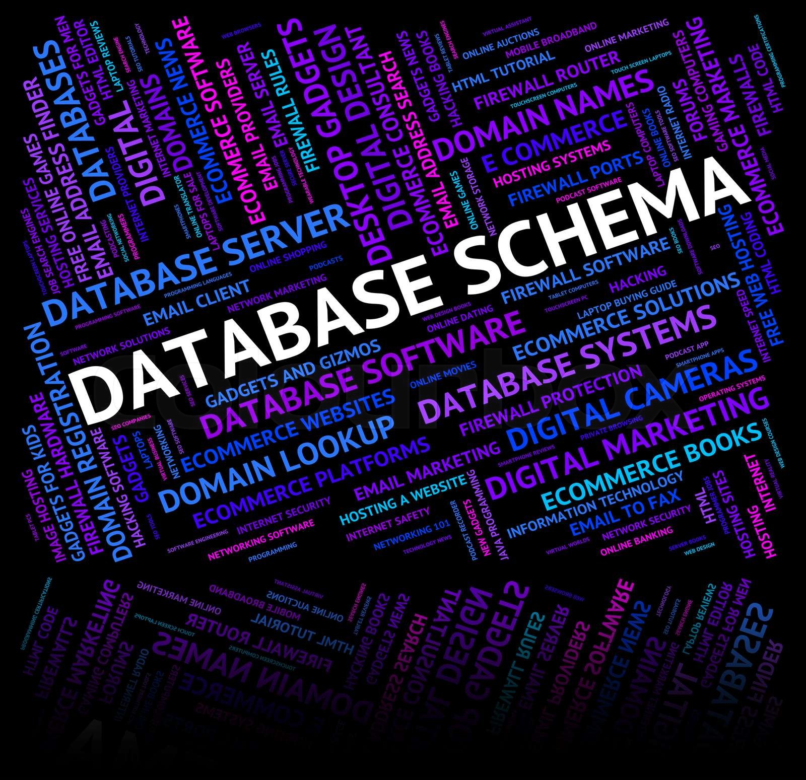Database Schema Indicates Schemas Charts And Word | Stock image | Colourbox