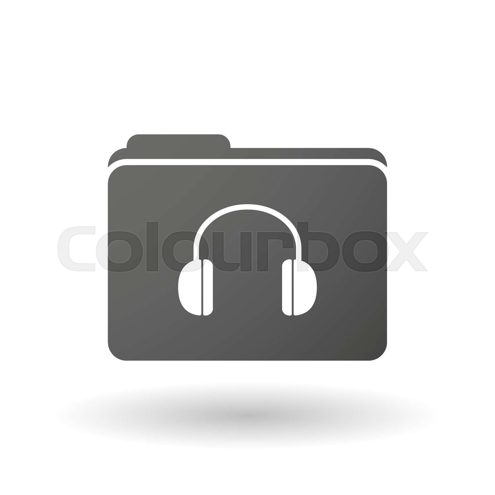 Isolated folder icon with a earphones | Stock vector | Colourbox
