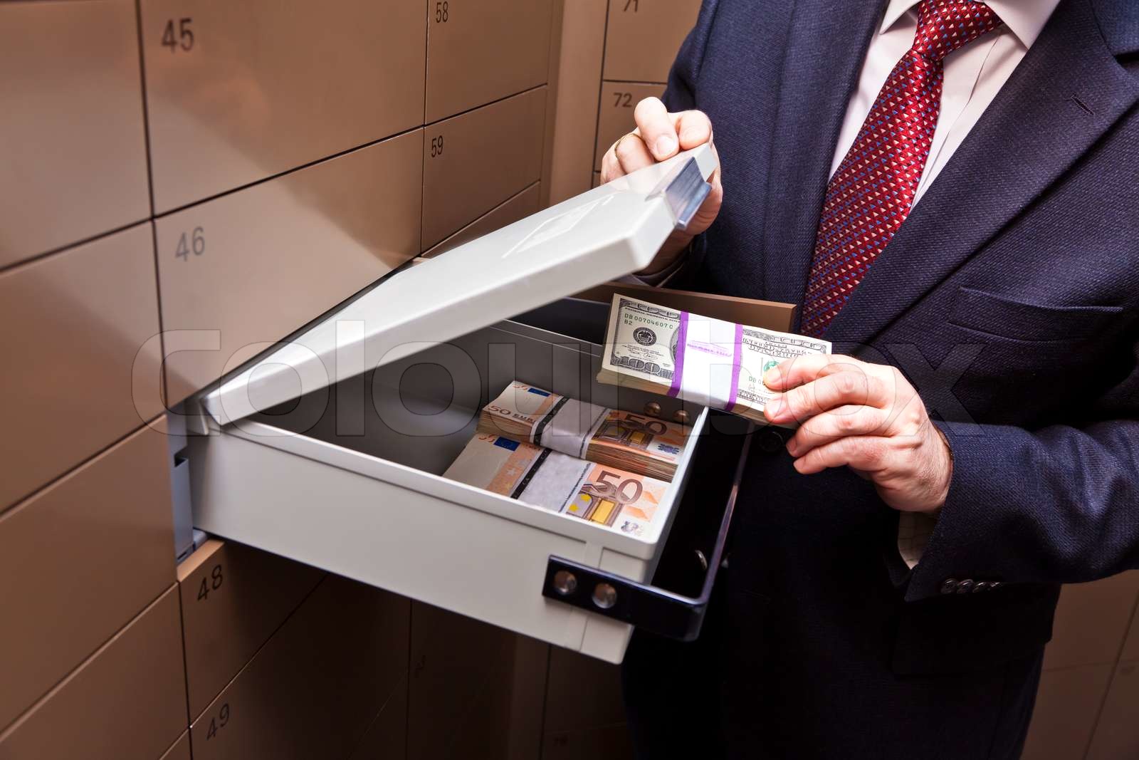 A locker in a bank vault. Storage of cash and documents. | Stock image ...