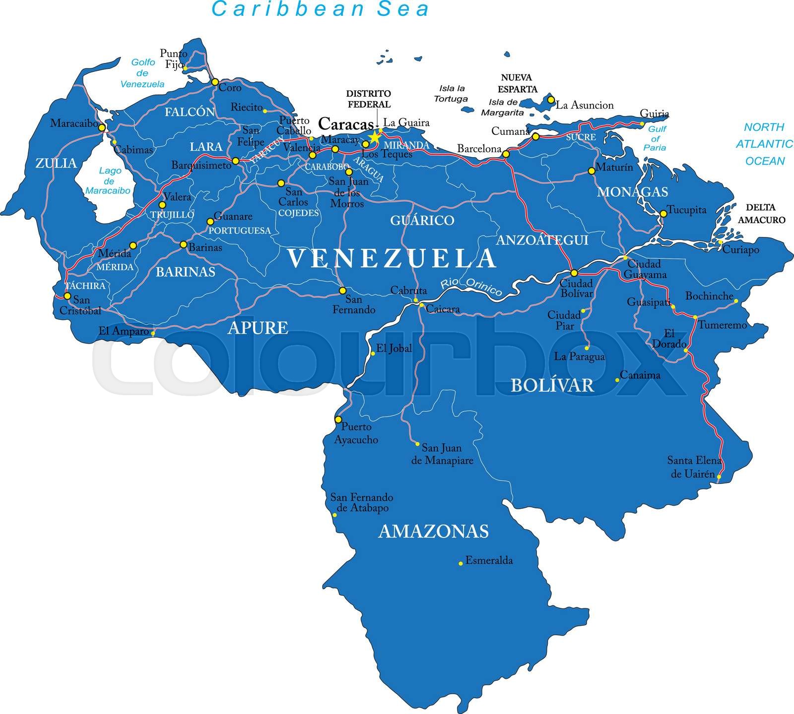 Venezuela map | Stock vector | Colourbox