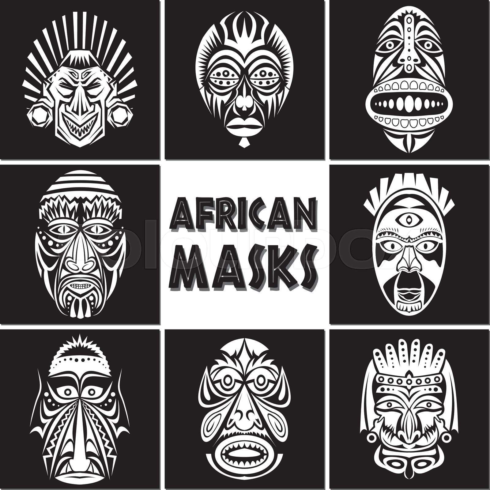 African Masks Set | Stock vector | Colourbox