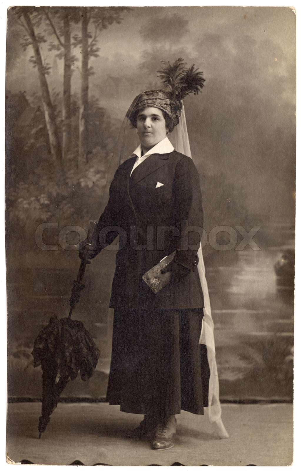vintage studio portrait of a woman, high resolution unretouched scan of ...