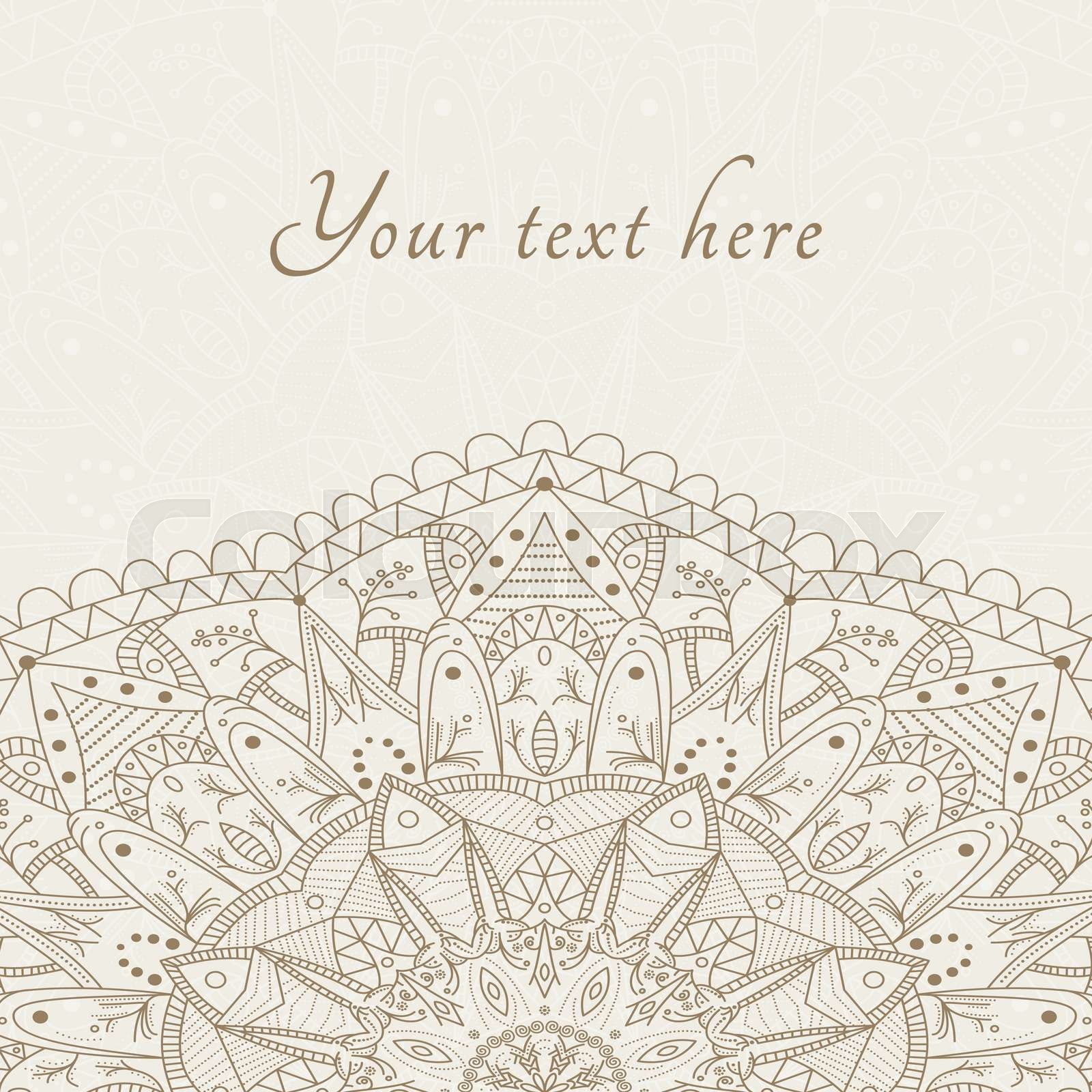 Vector abstract floral henna Indian Mehndi card with text. Manda ...