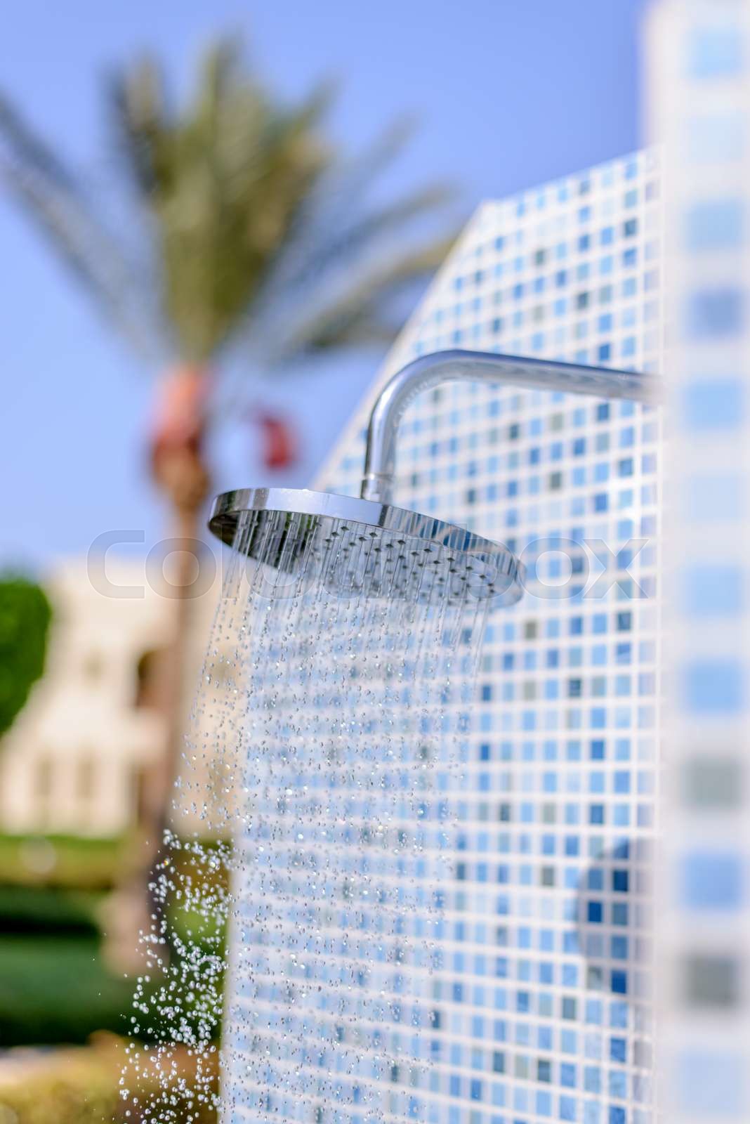 Outdoor open-air shower at a tropical resort | Stock image | Colourbox