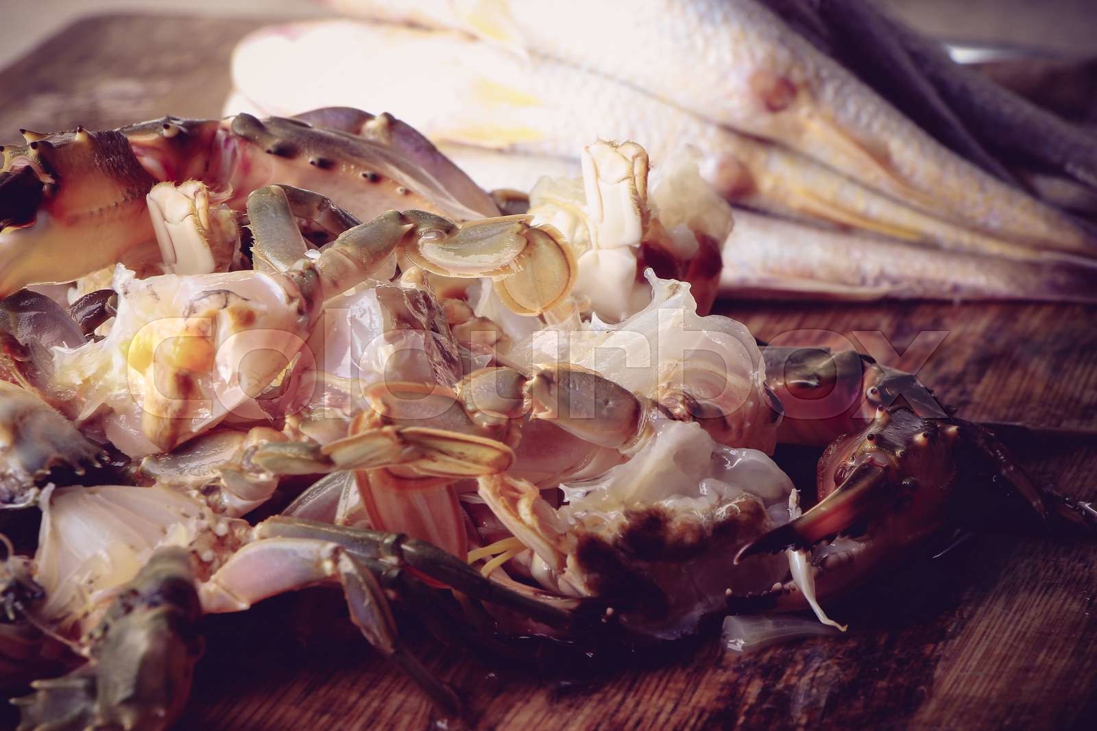 Prepared crab and fish | Stock image | Colourbox