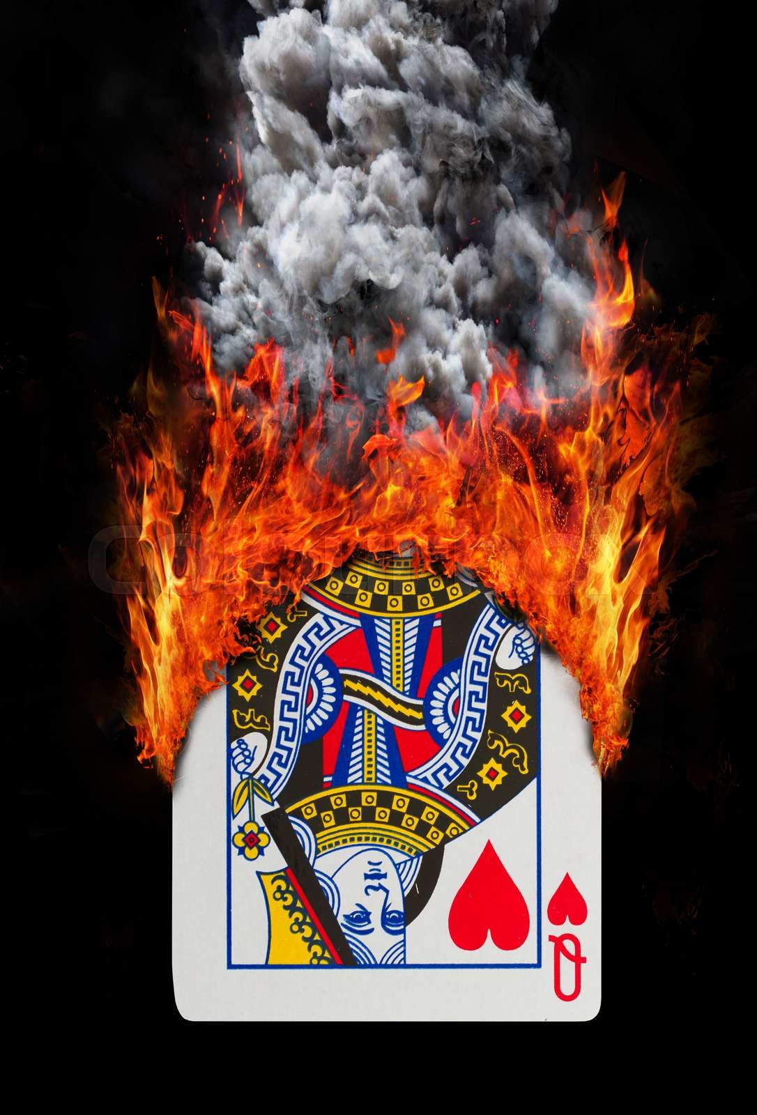 Playing card with fire and smoke | Stock image | Colourbox