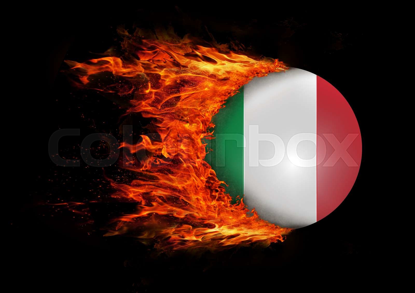 Flag with a trail of fire - Italy | Stock image | Colourbox