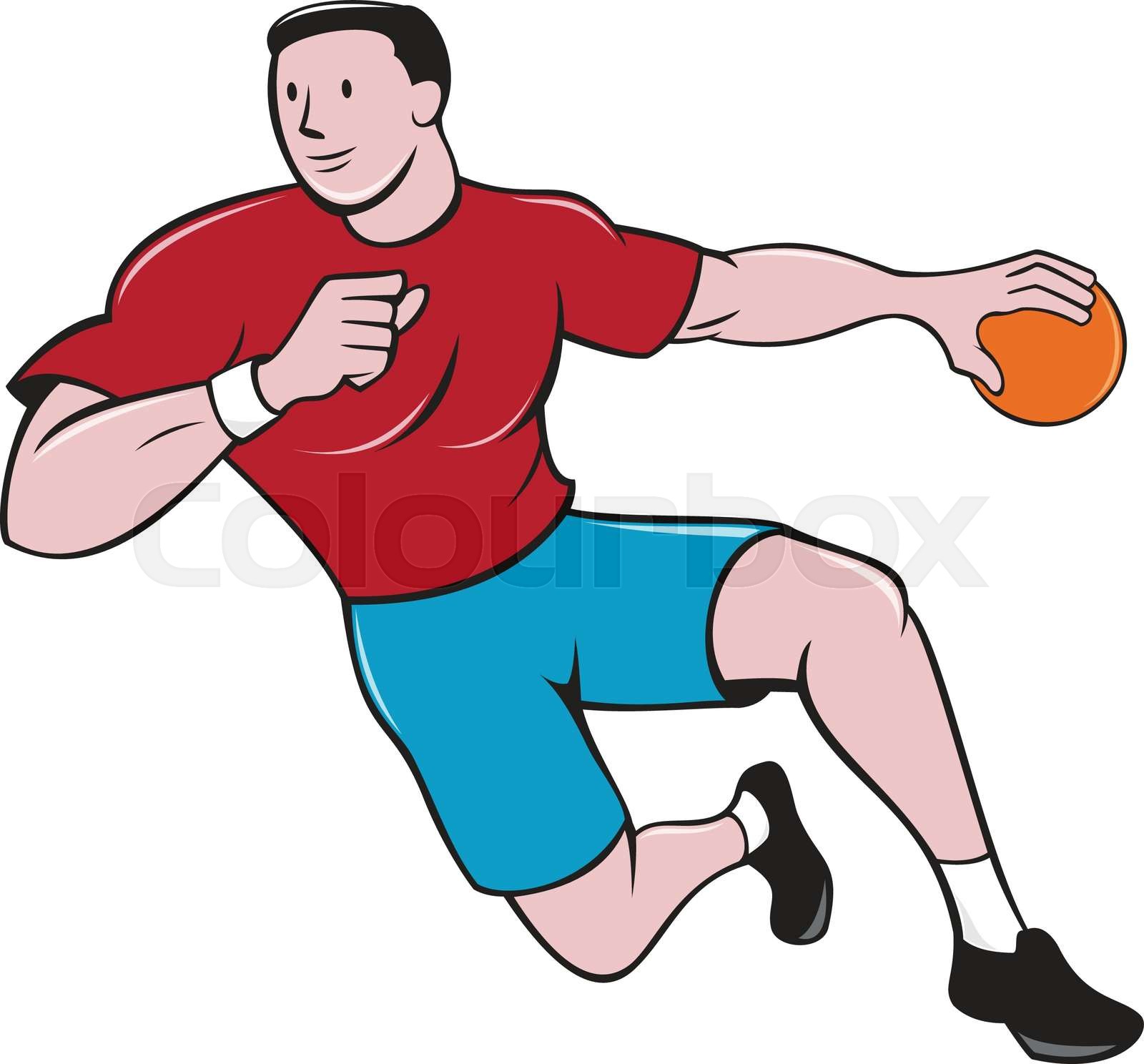 Handball Player Throwing Ball Cartoon | Stock vector | Colourbox
