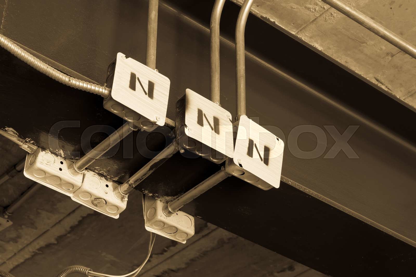 Electric flash- light boxes are installed and connected to power lines ...