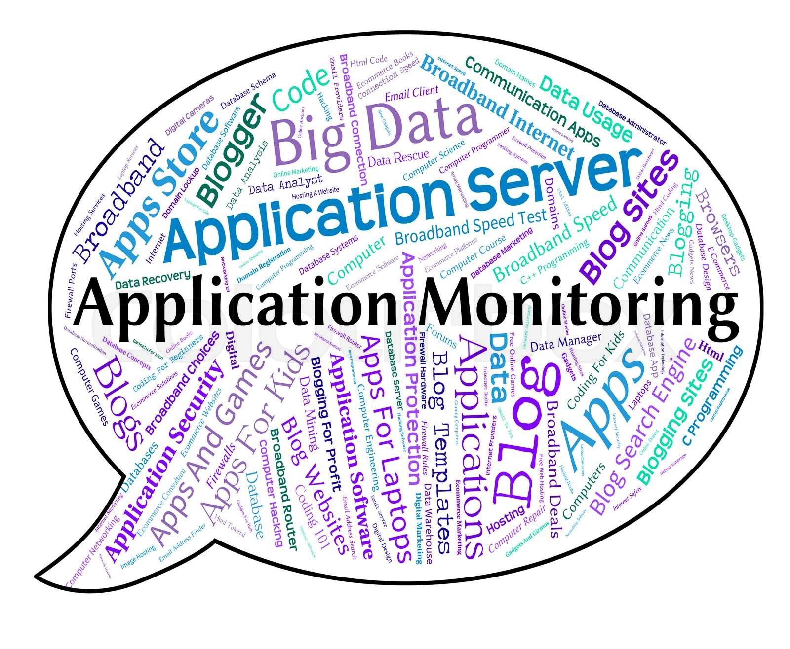 Application Monitoring Shows Words Text And Monitors Stock Image Application Monitoring Shows Words Text And Monitors Stock Image