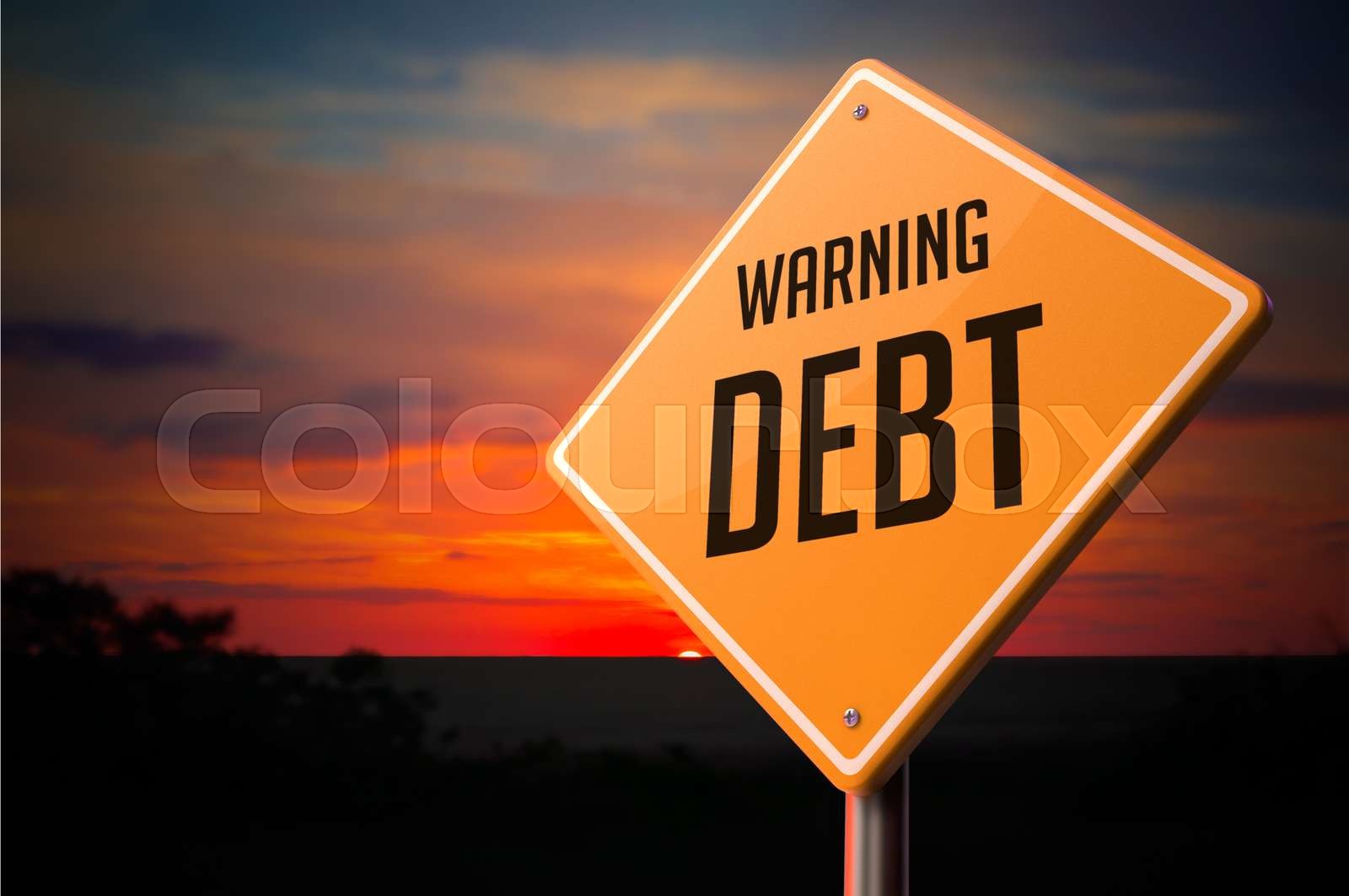 Debt on Warning Road Sign. | Stock image | Colourbox