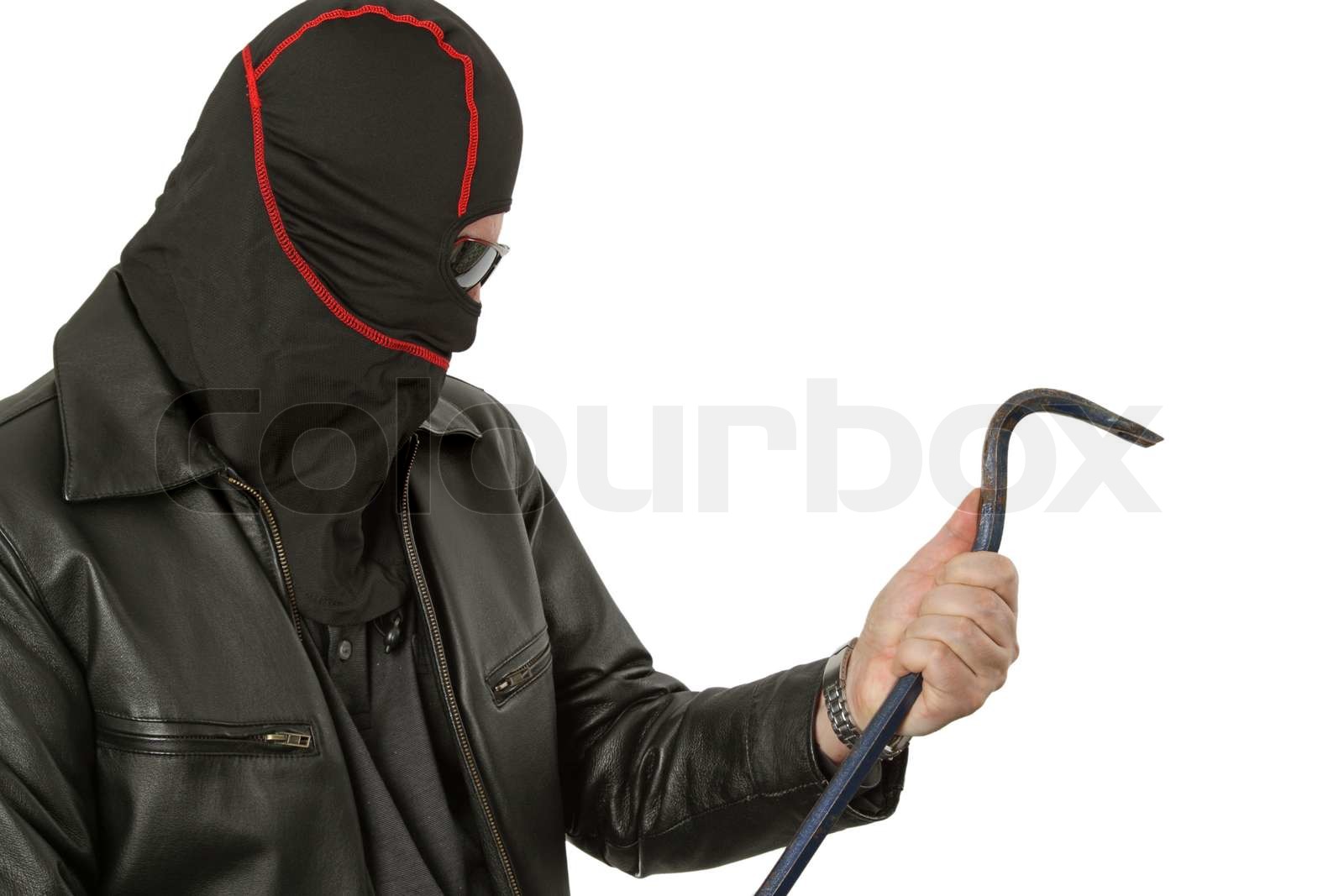 Criminal theme - gangster with a chisel studio isolated | Stock image ...