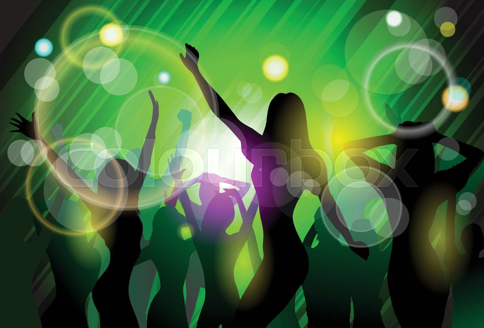 NIght Club People Crowd Dancing Silhouettes Party | Stock vector ...