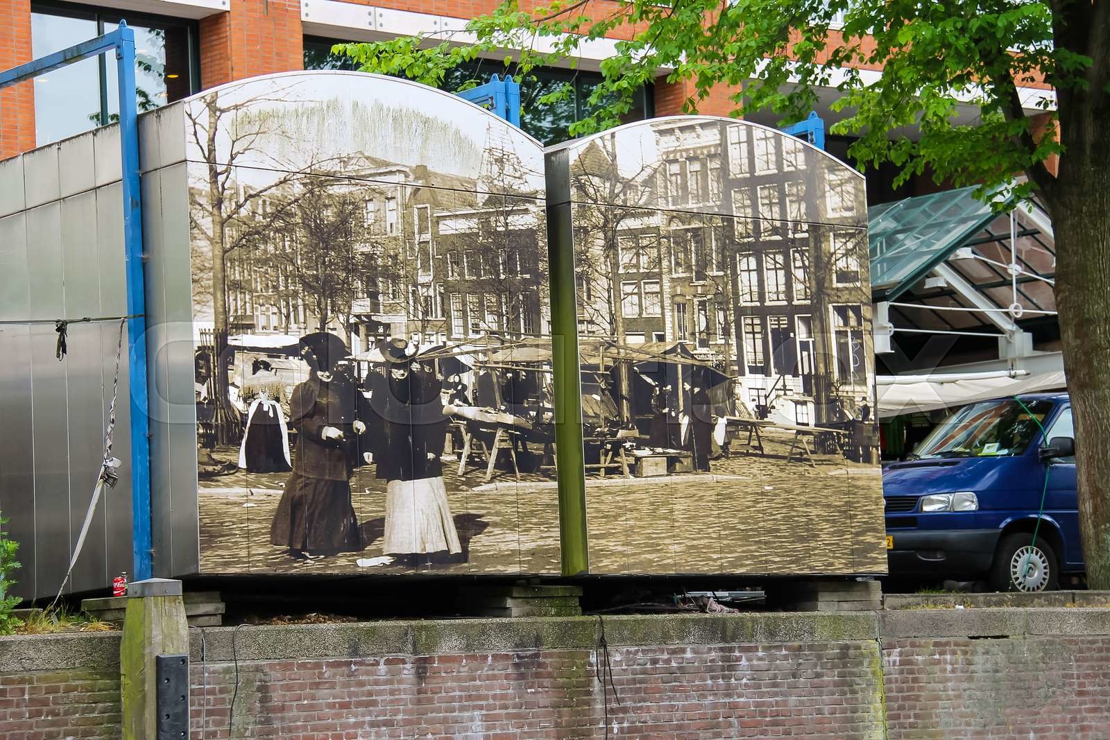 Trade booths on the market Waterlooplein decorated historical photos ...