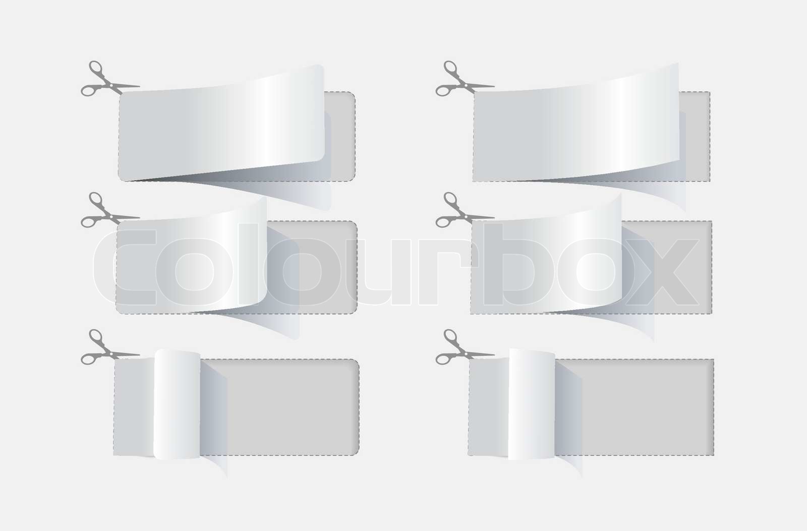 Reklame kuponer med saks symbol på grå baggrund | Stock vektor | Colourbox