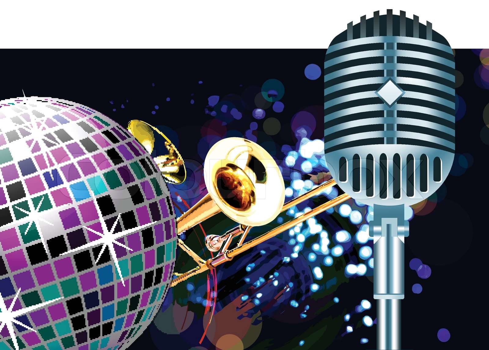 Vector disco ball with microphone | Stock vector | Colourbox