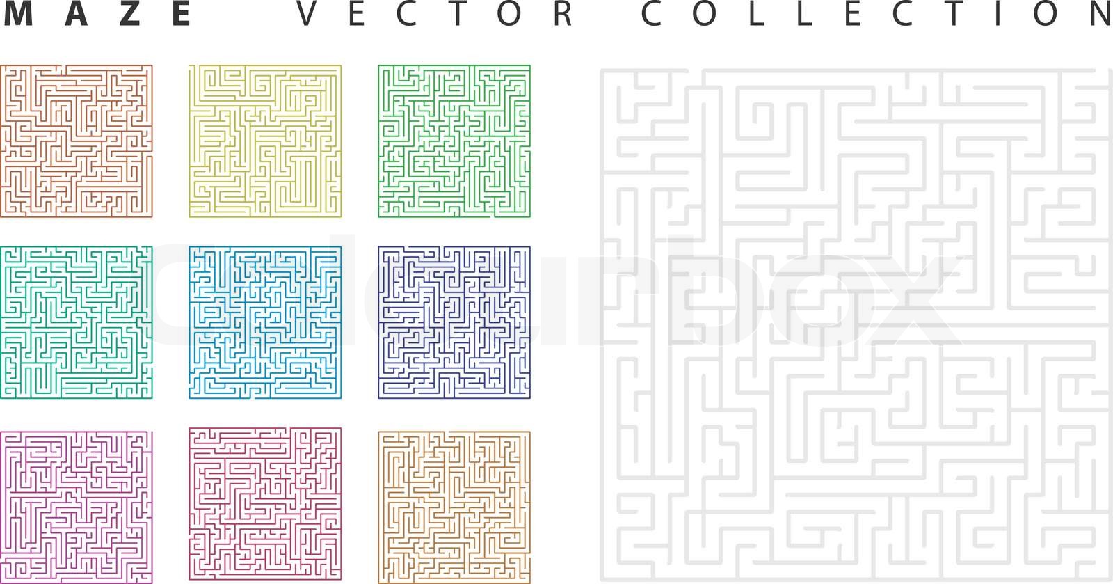 Vector set of the 10 mazes isolated on white background | Stock vector ...
