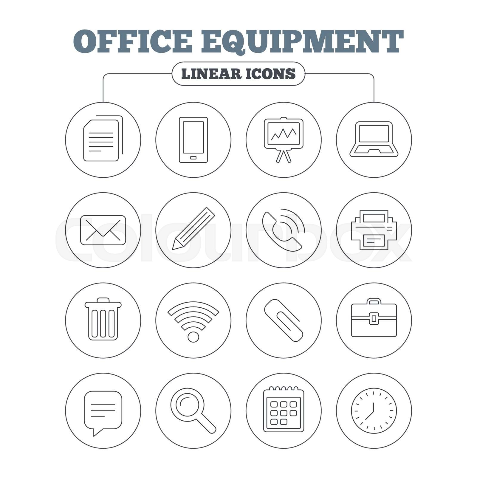 Office equipment icons. Computer and printer. | Stock vector | Colourbox