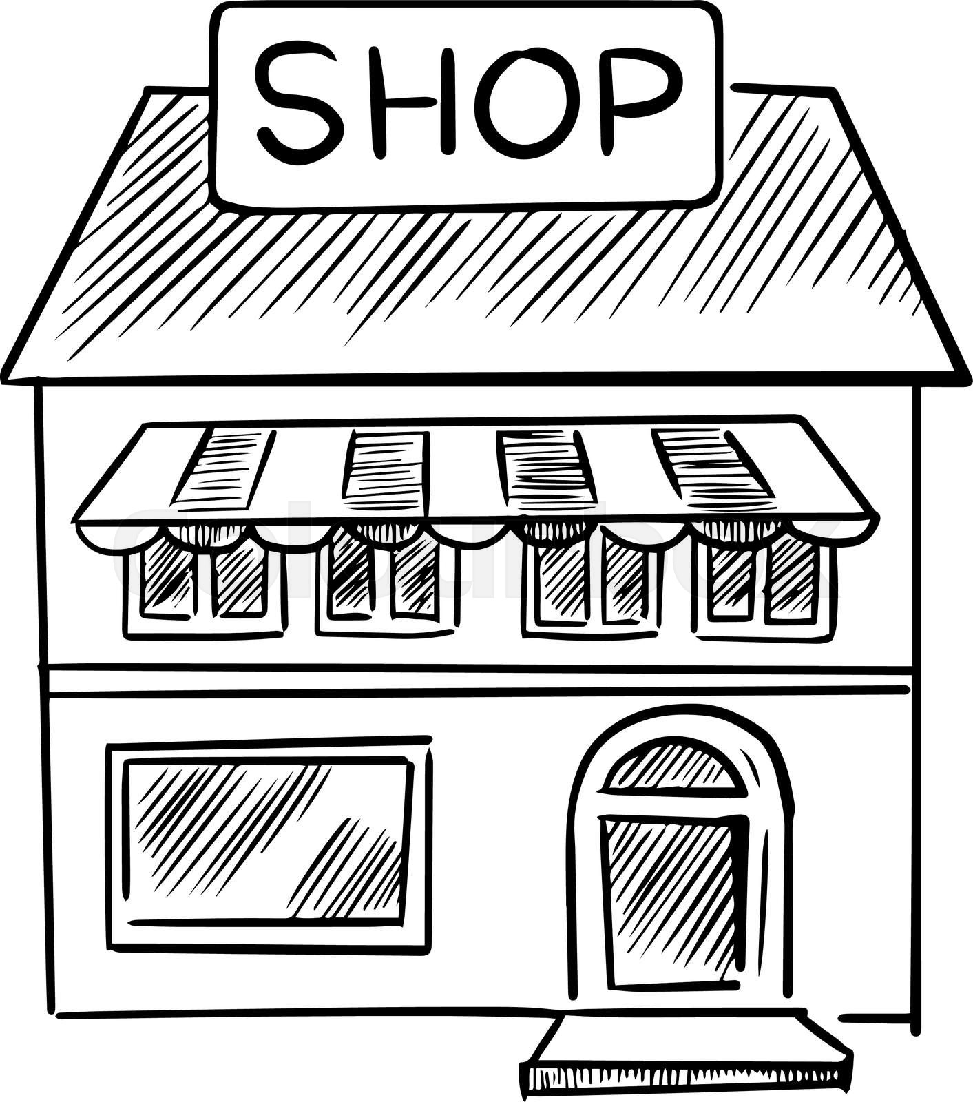 Store sketch with shop signboard | Stock vector | Colourbox