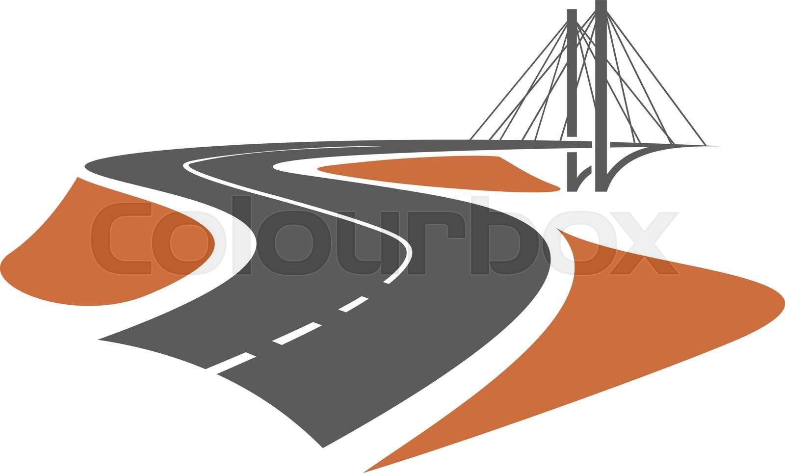 Road leading to the cable-stayed bridge | Stock vector | Colourbox