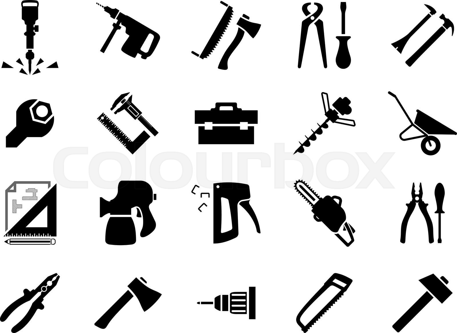 Hand and power tools icons | Stock vector | Colourbox