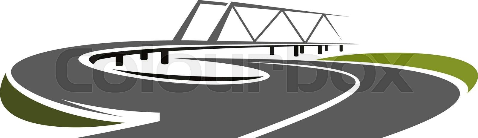 Road bridge above speed highway | Stock vector | Colourbox