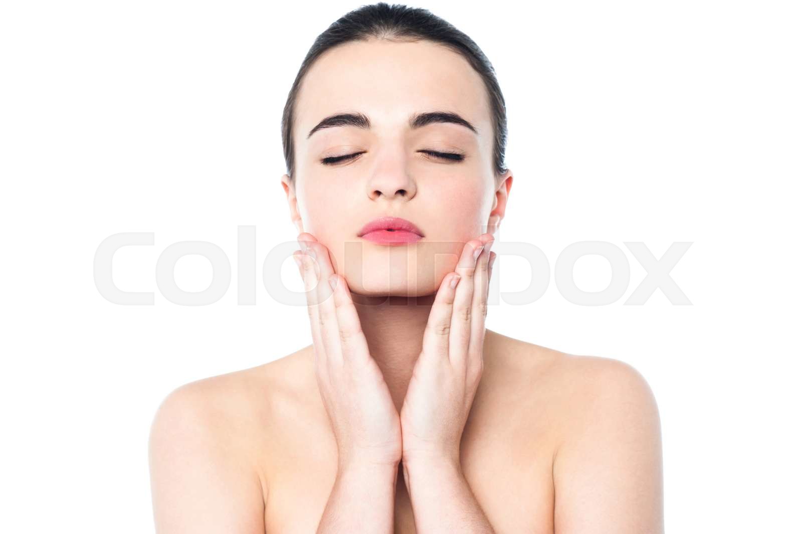 Feeling soft to touch my face ! | Stock image | Colourbox