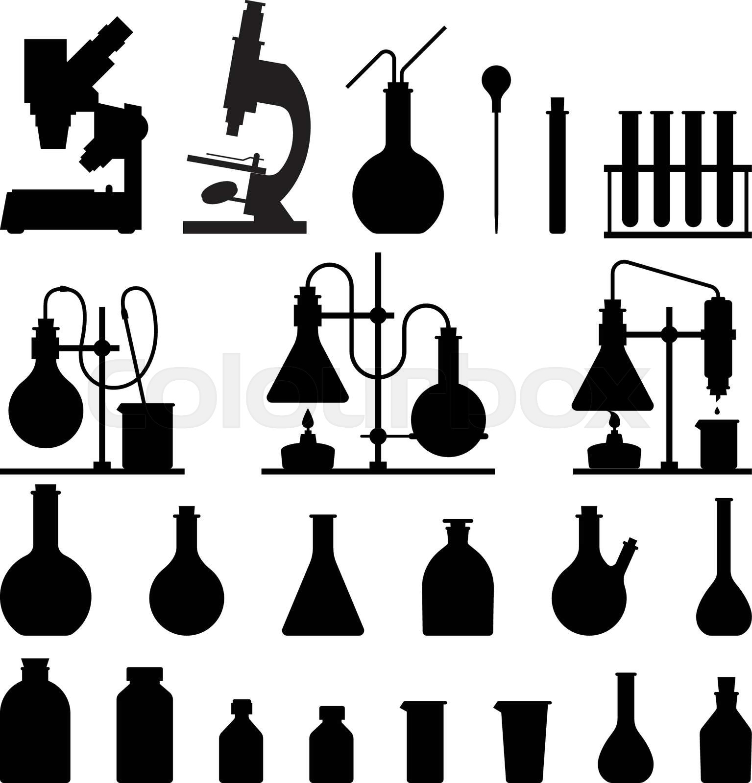 chemical glassware icons set. | Stock vector | Colourbox