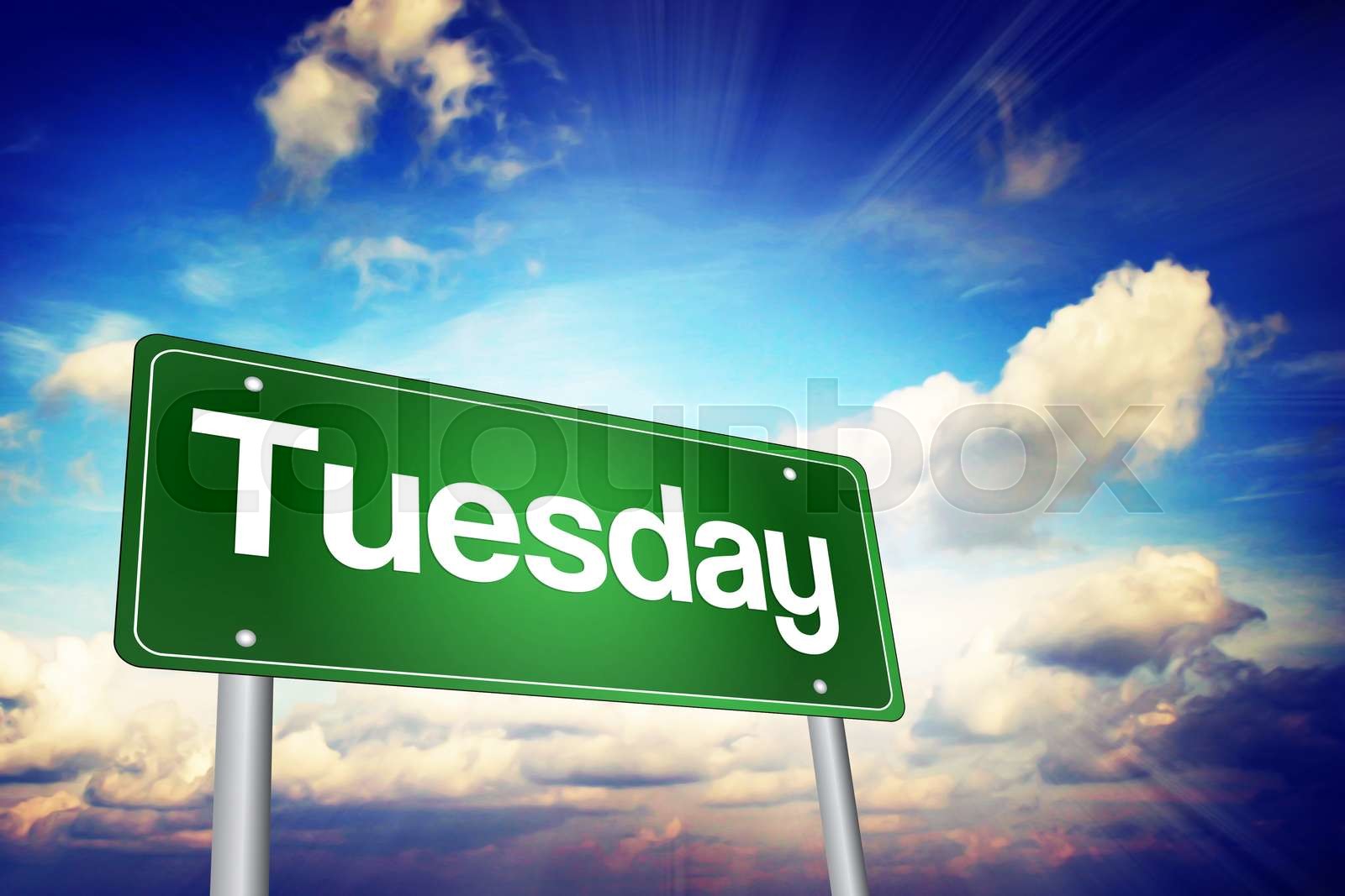 Tuesday Green Road Sign | Stock image | Colourbox