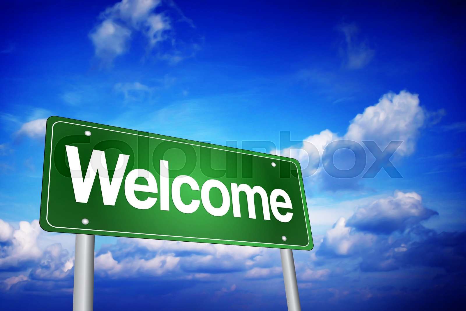 Welcome Green Road Sign | Stock image | Colourbox