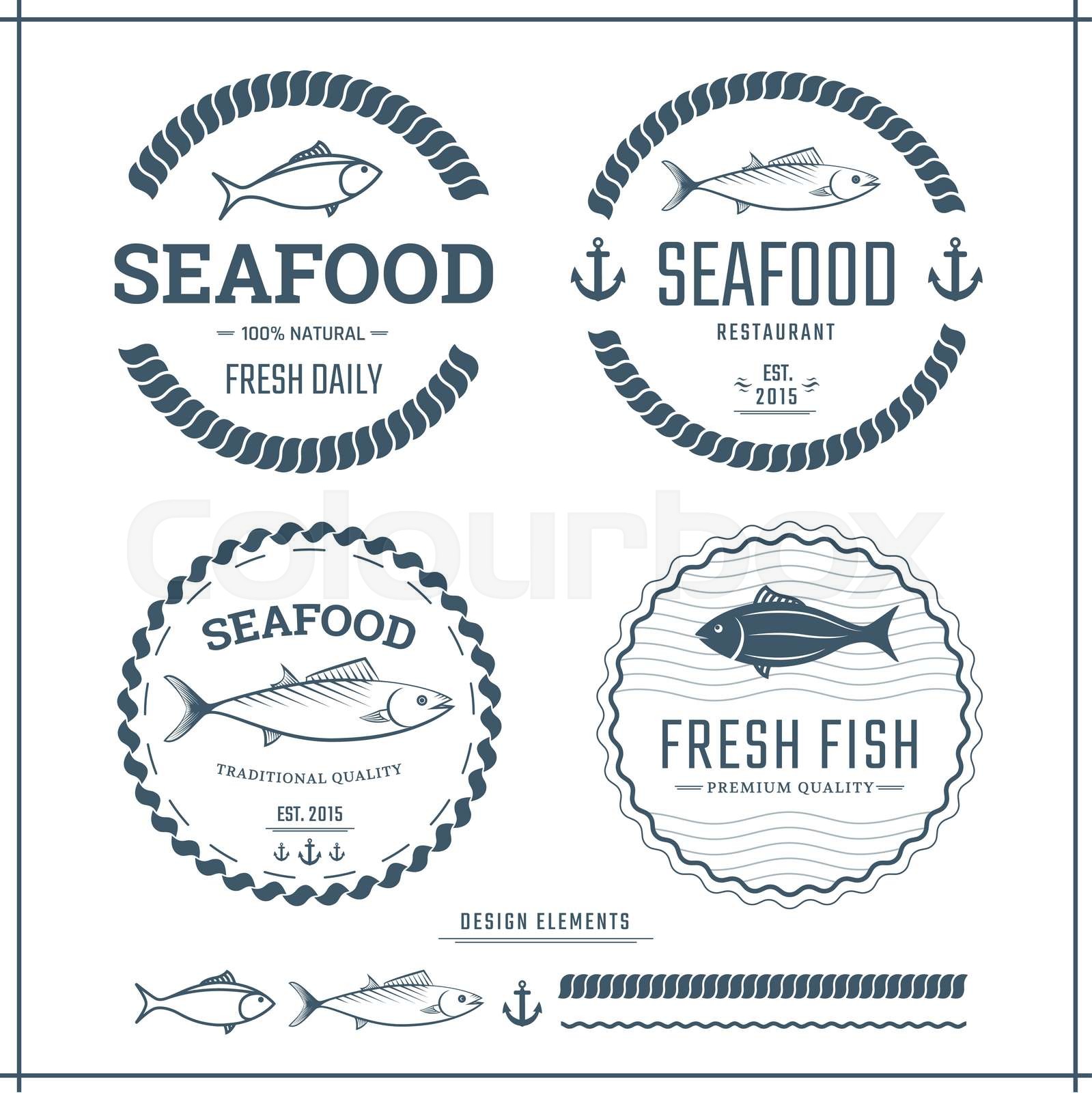 Seafood labels | Stock vector | Colourbox