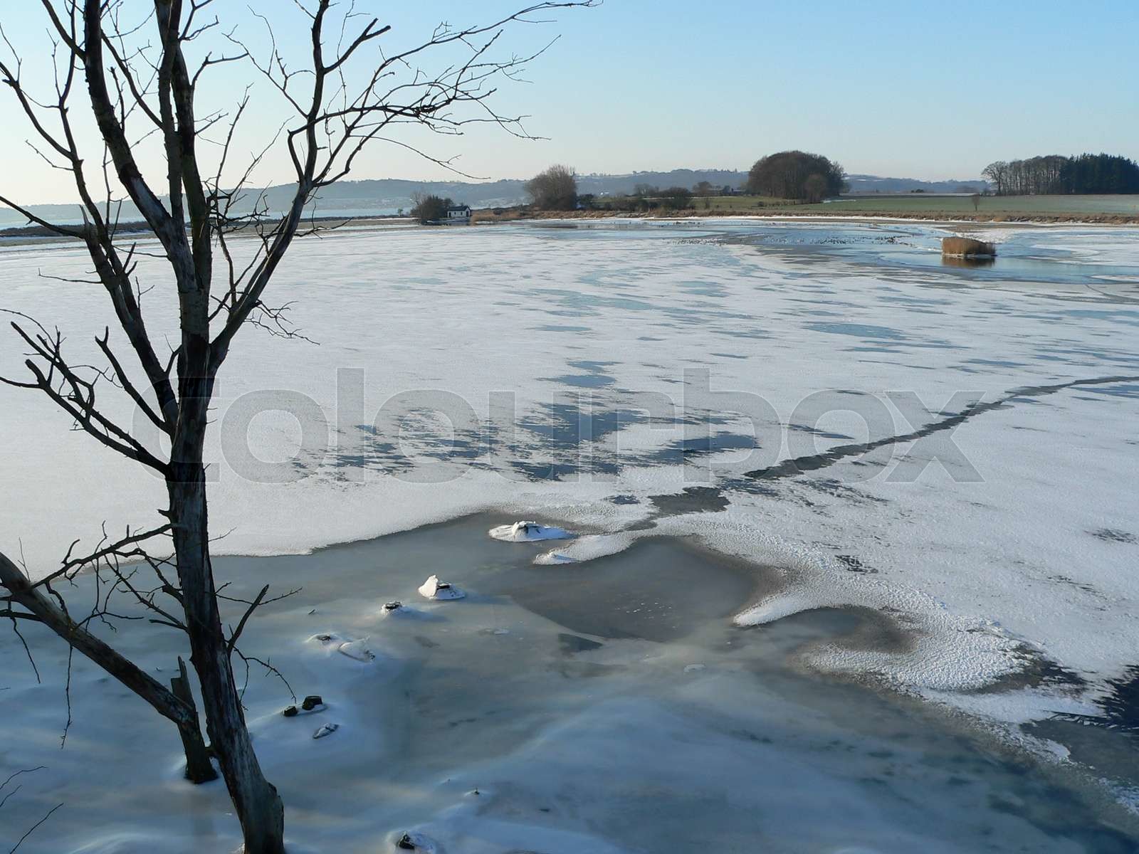 Vinter med frost og is på sø i Danmark | Stock foto | Colourbox