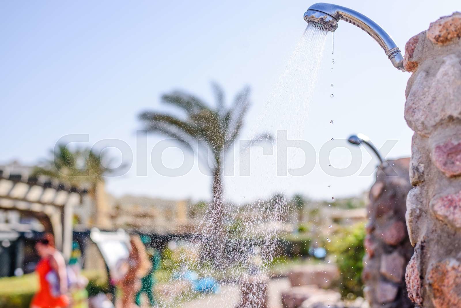 Open air shower at a tropical resort | Stock image | Colourbox