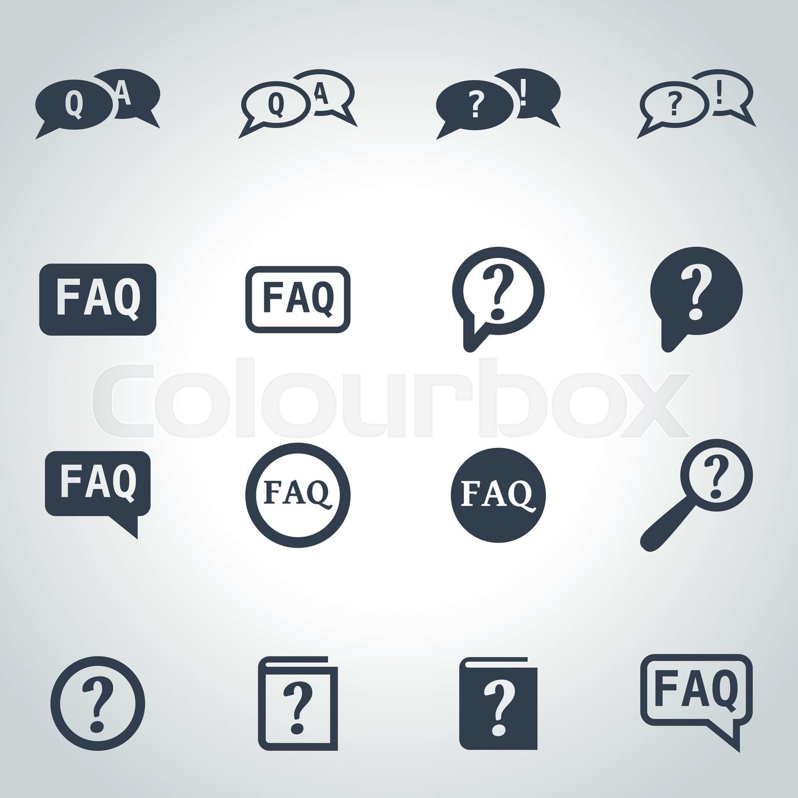 Vector black faq icon set | Stock vector | Colourbox
