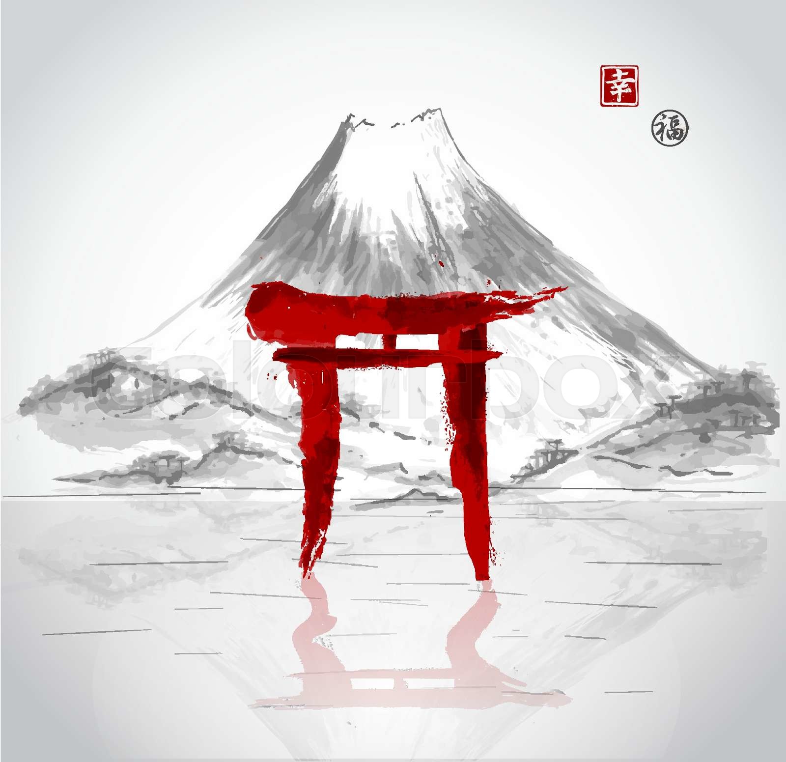 Torii gates hand-drawn with ink | Stock vector | Colourbox