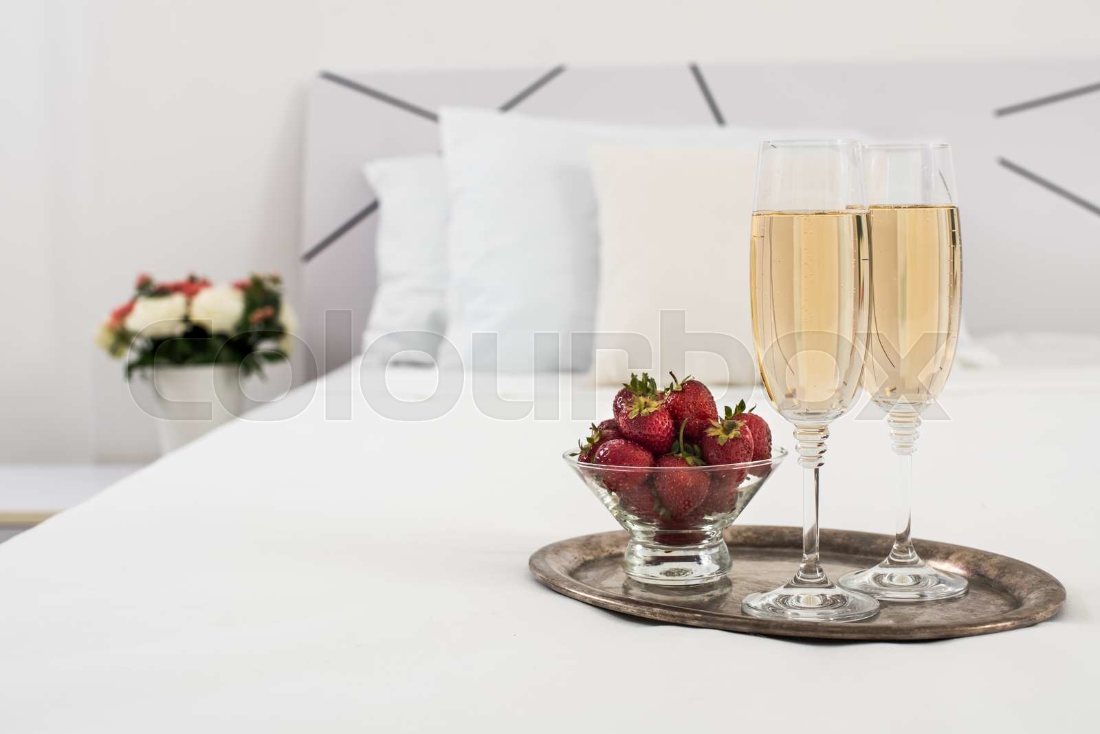 Champagne in bed | Stock image | Colourbox