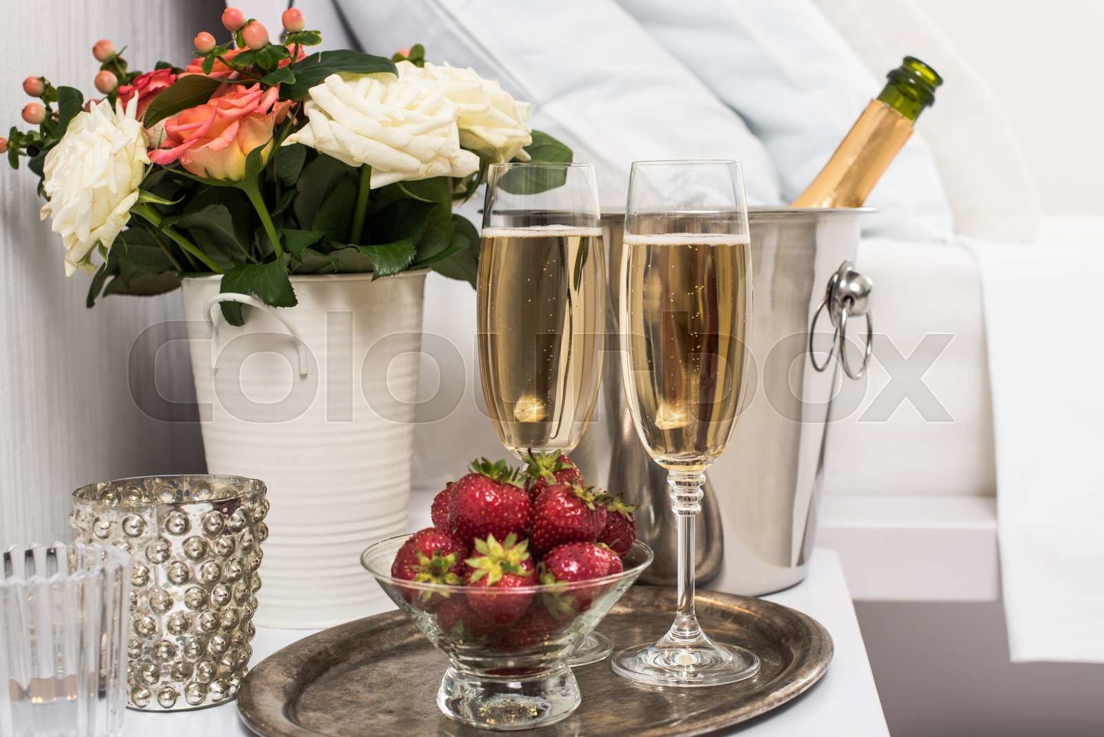Champagne in bed | Stock image | Colourbox