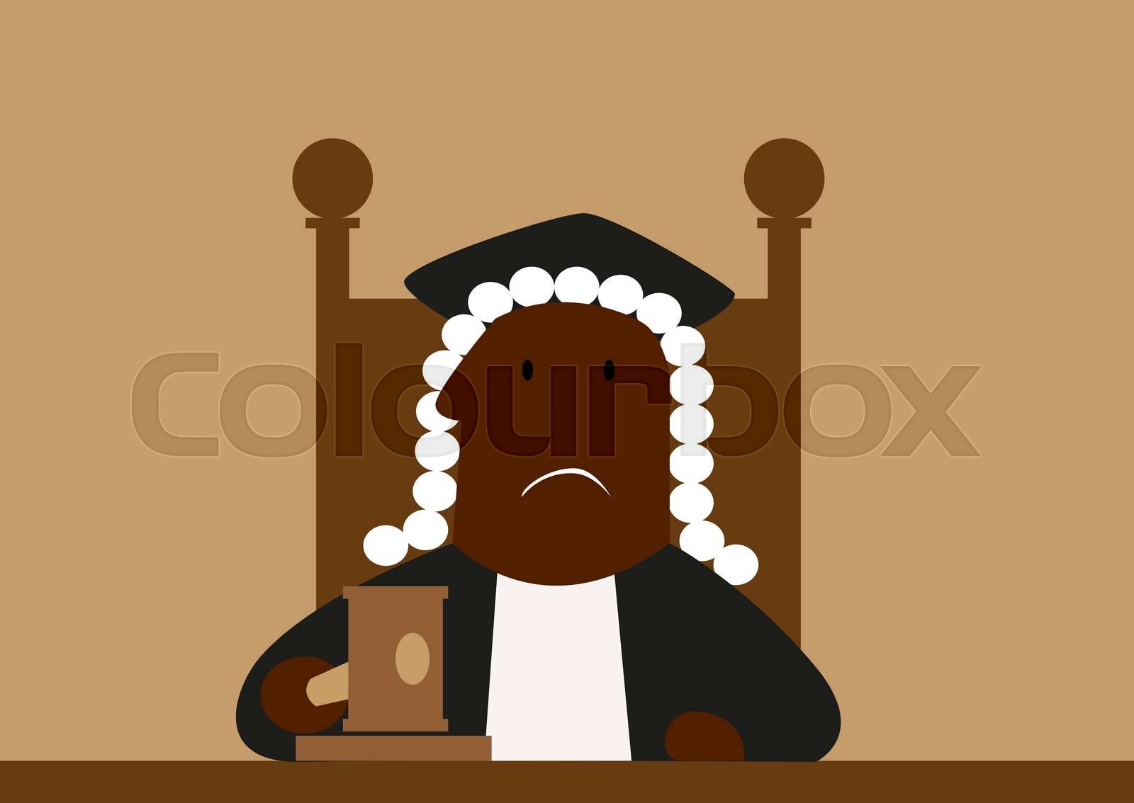 Judge in his wig passing judgment | Stock vector | Colourbox