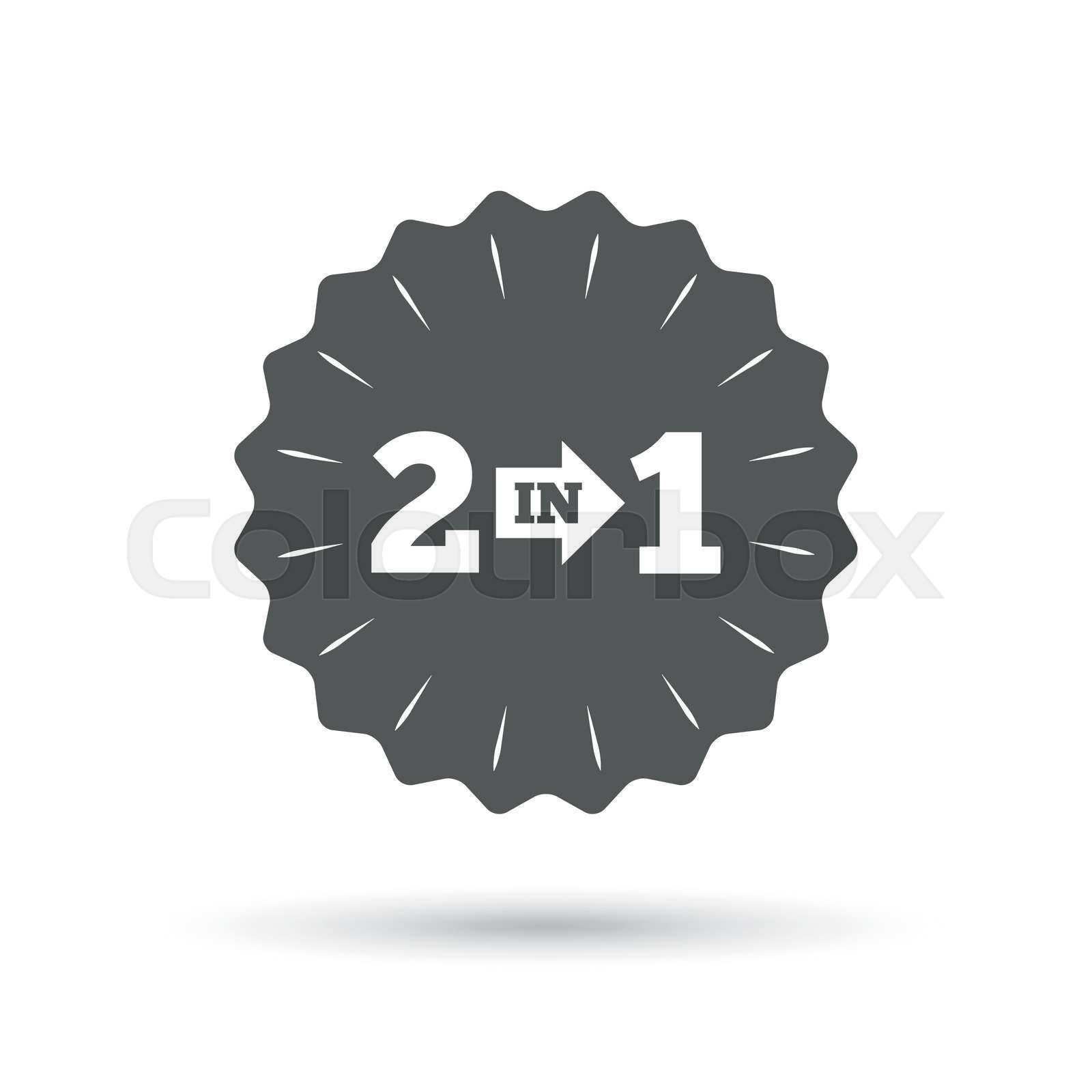 Two in one sign icon. 2 in 1 symbol with arrow. | Stock vector | Colourbox