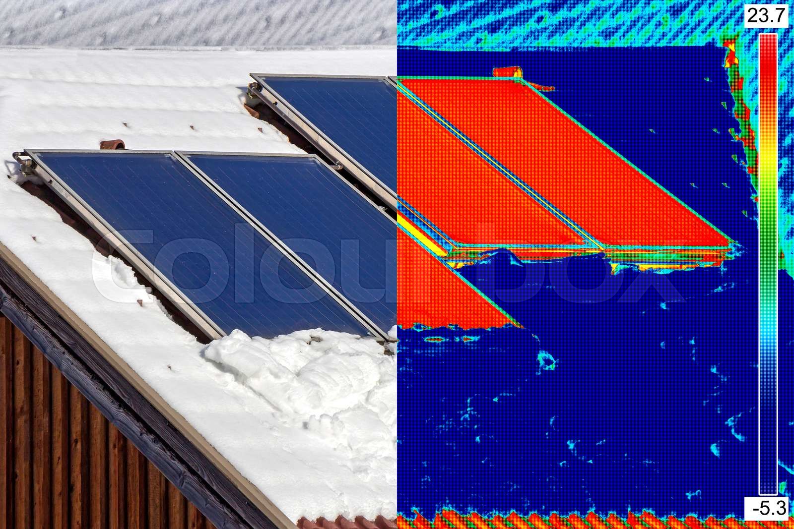 Infrared and real image of Solar Panels | Stock image | Colourbox