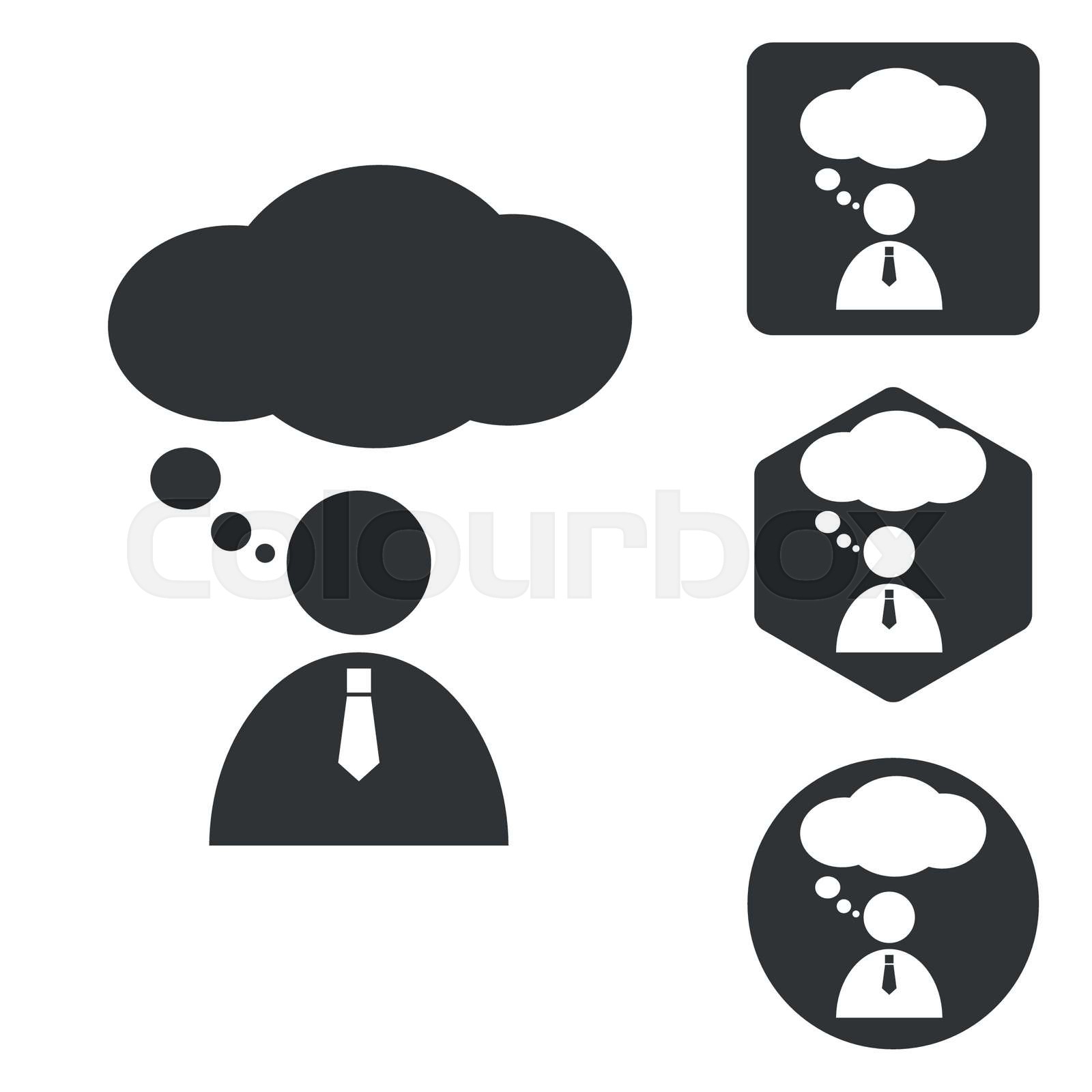 Thinking person icon set, monochrome | Stock vector | Colourbox