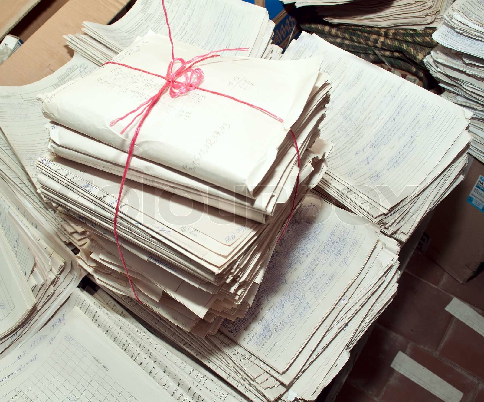 a pile of old documents in the archive | Stock image | Colourbox