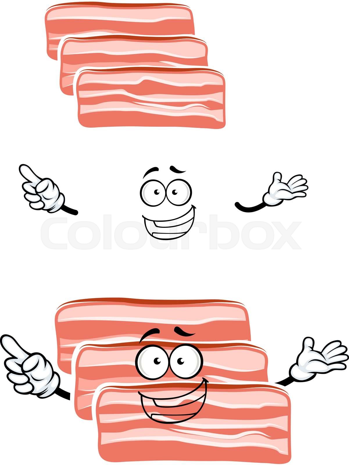 Cartoon fresh bacon rashers character | Stock vector | Colourbox