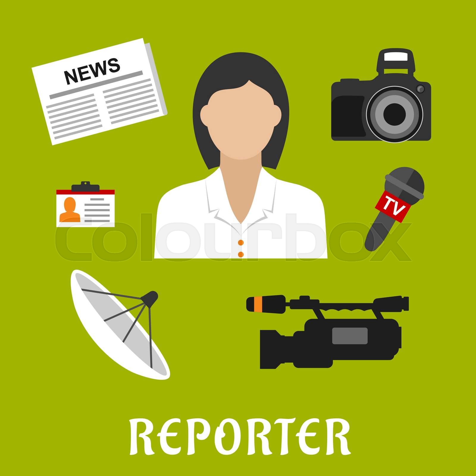 Reporter profession flat icons and symbols | Stock vector | Colourbox
