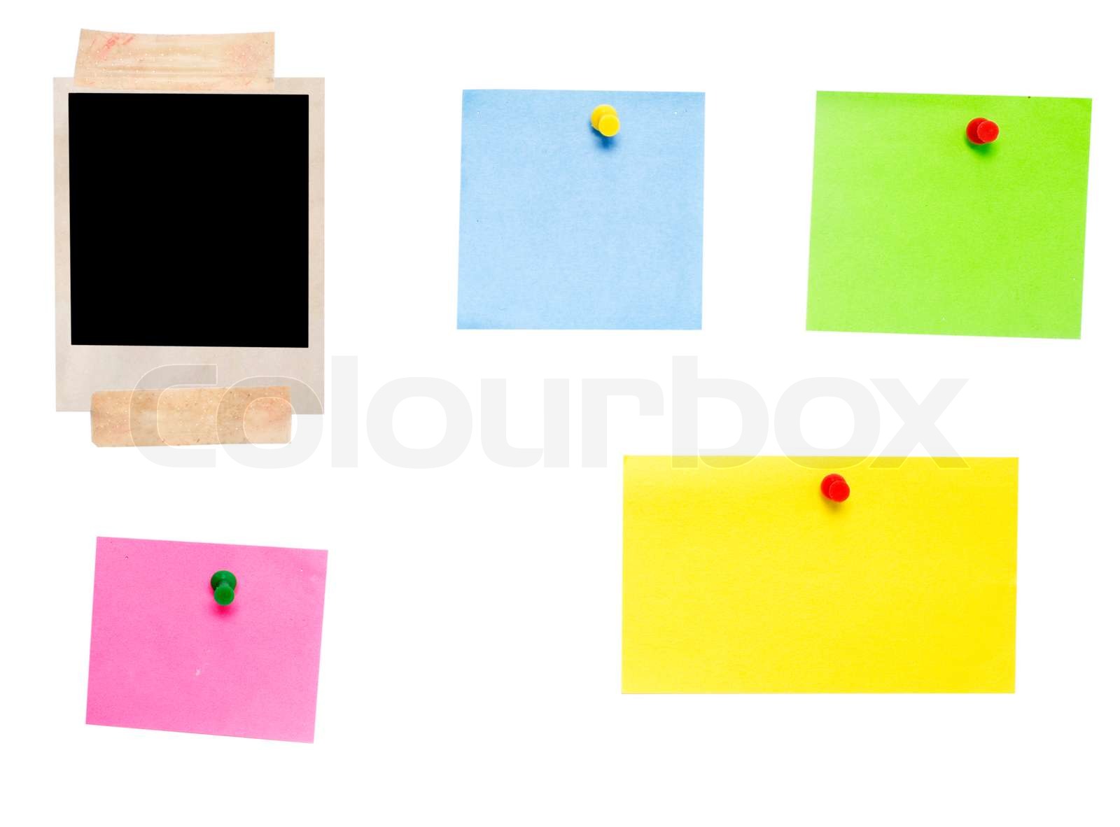 empty notes and photo frame isolated on white | Stock image | Colourbox