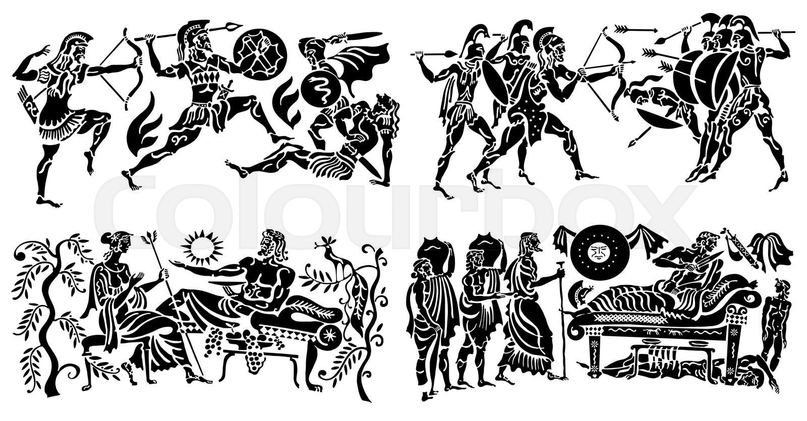 Big collection of silhouettes of Greeks | Stock vector | Colourbox