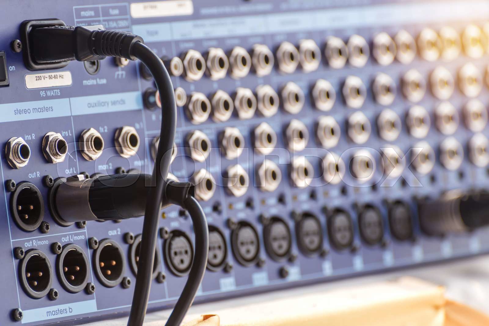 Jack audio connectors is connected to sound mixer | Stock image | Colourbox